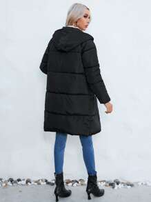 SHEIN LUNE Single Breasted Hooded Puffer Winter Coat | SHEIN USA