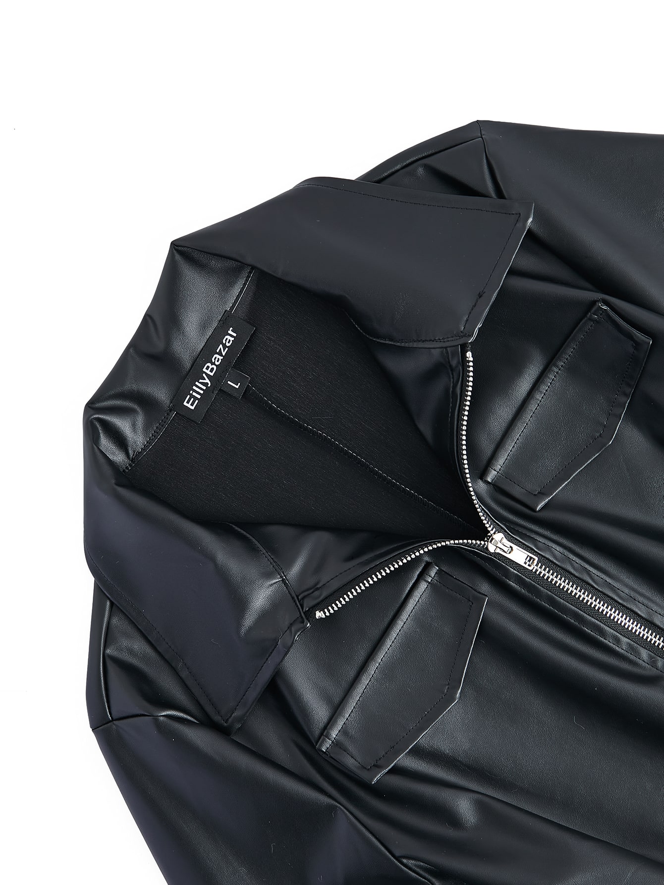 Eilly Bazar Flap Pocket Zip Up Belted PU Leather Dress | SHEIN USA