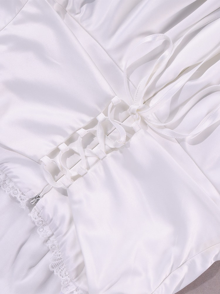 PARTHEA Contrast Lace Ruched Bust Dress | SHEIN USA