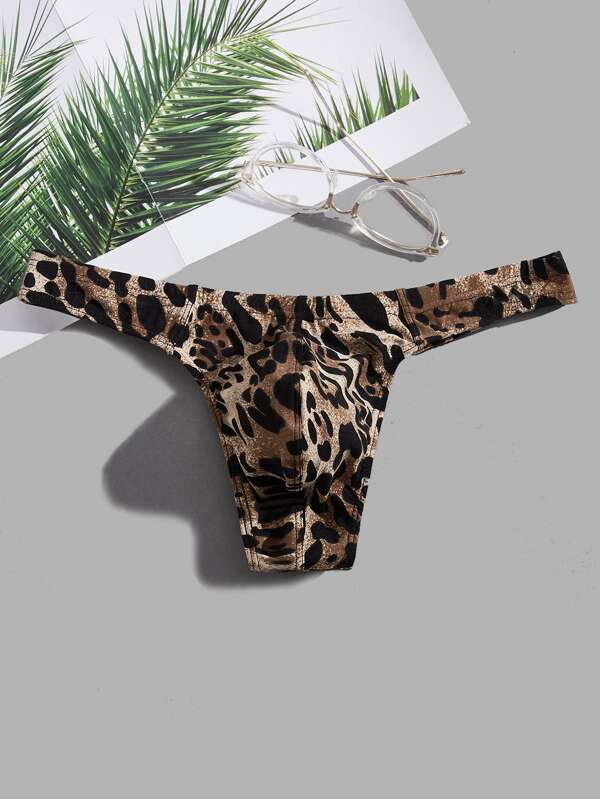Extended Sizes Men Leopard Print Thong | SHEIN UK