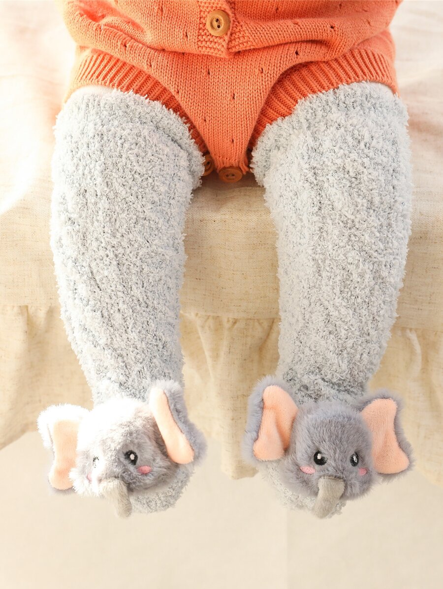 1pair Baby Elephant Decor Over The Knee Socks | SHEIN USA