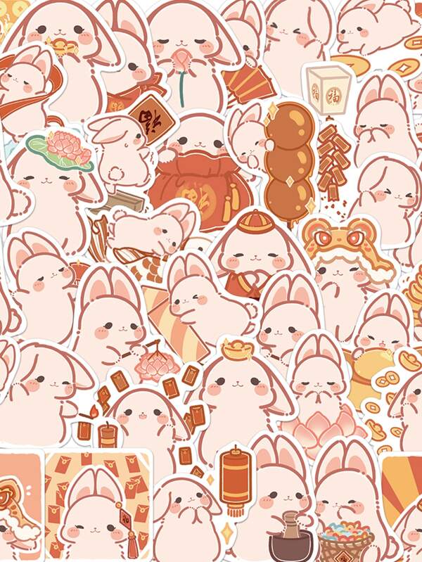 49pcs Rabbit Pattern Sticker | SHEIN UK