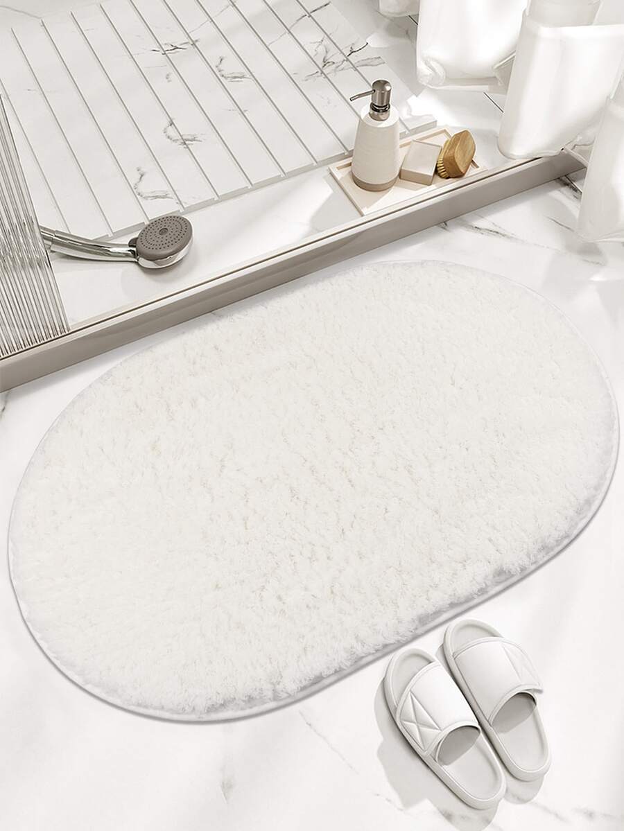 1pc Solid Fuzzy Bath Rug | SHEIN USA