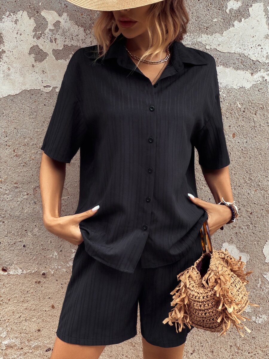 SHEIN LUNE Drop Shoulder Shirt & Shorts | SHEIN USA