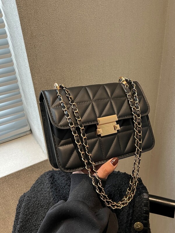 Mini Quilted Pattern Metal Decor Square Bag | SHEIN EUR