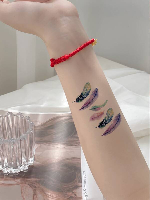 Tattoo Sticker Kits,6 sheets Feather & Flower Tattoos For Women,Tattoo ...