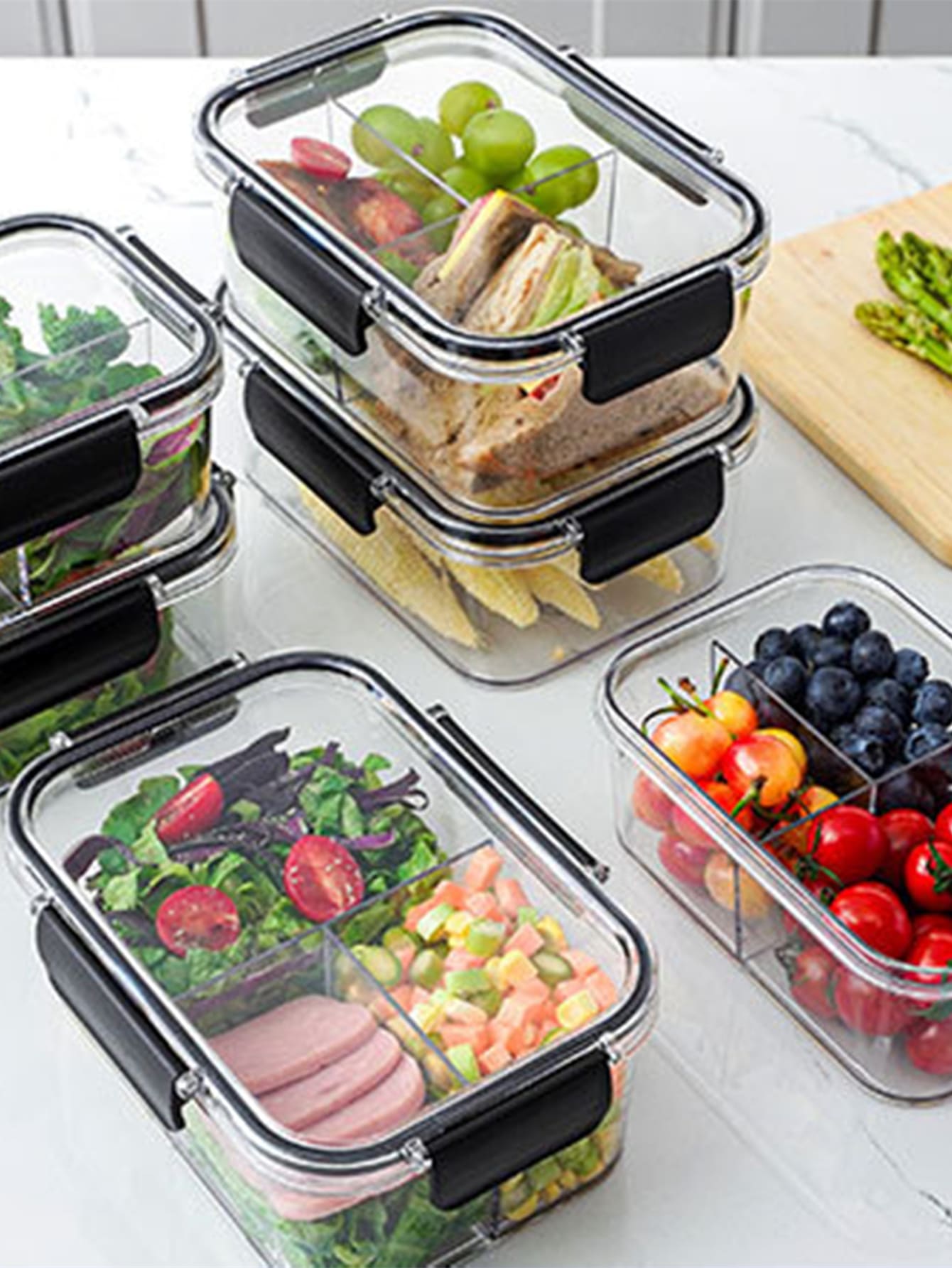 1pc Portable Multi-Grid Lunch Box, Clear Food Sealing Container For ...