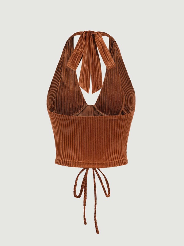 SHEIN MOD Lace Up Front Halter Top | SHEIN USA