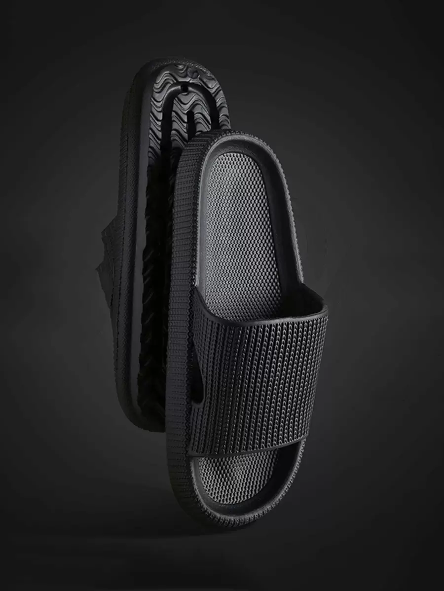 Fall/Winter Cool Slides For Men, Texture Embossed Cut Out Design Single ...