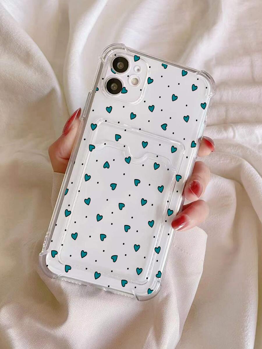 Heart Pattern Clear Card Slot Phone Case for Sale Australia| New Collection Online| SHEIN Australia