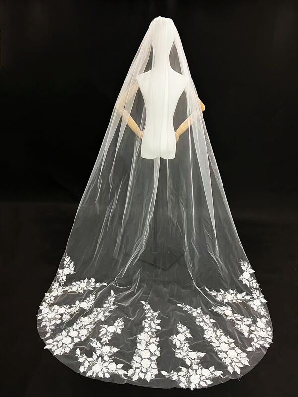 Véu de noiva bordado floral | SHEIN Brasil