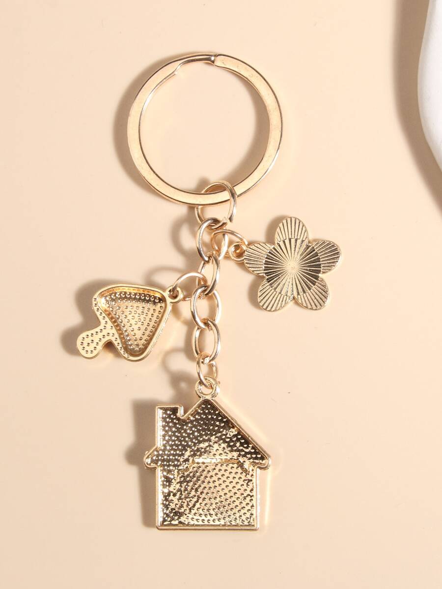 Cute Mushroom House & Flower Shaped Keychain, Purse Charm, Made Of Zinc ...