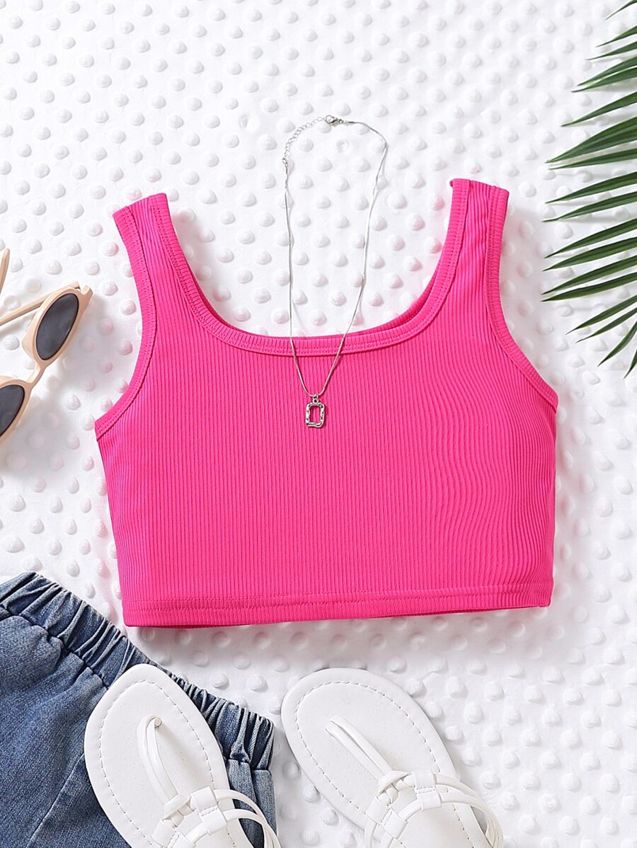Tween Girl Solid Ribbed Knit Tank Top | SHEIN USA