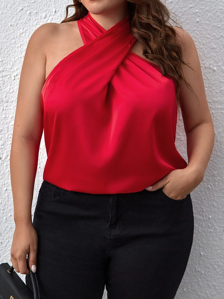 SHEIN Privé Plus Solid Halter Top | SHEIN USA