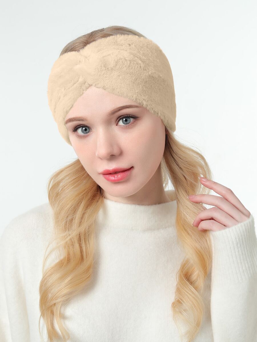 1 PC White Color Knit Earwarmer Winter Headband Fuzzy Headband For ...