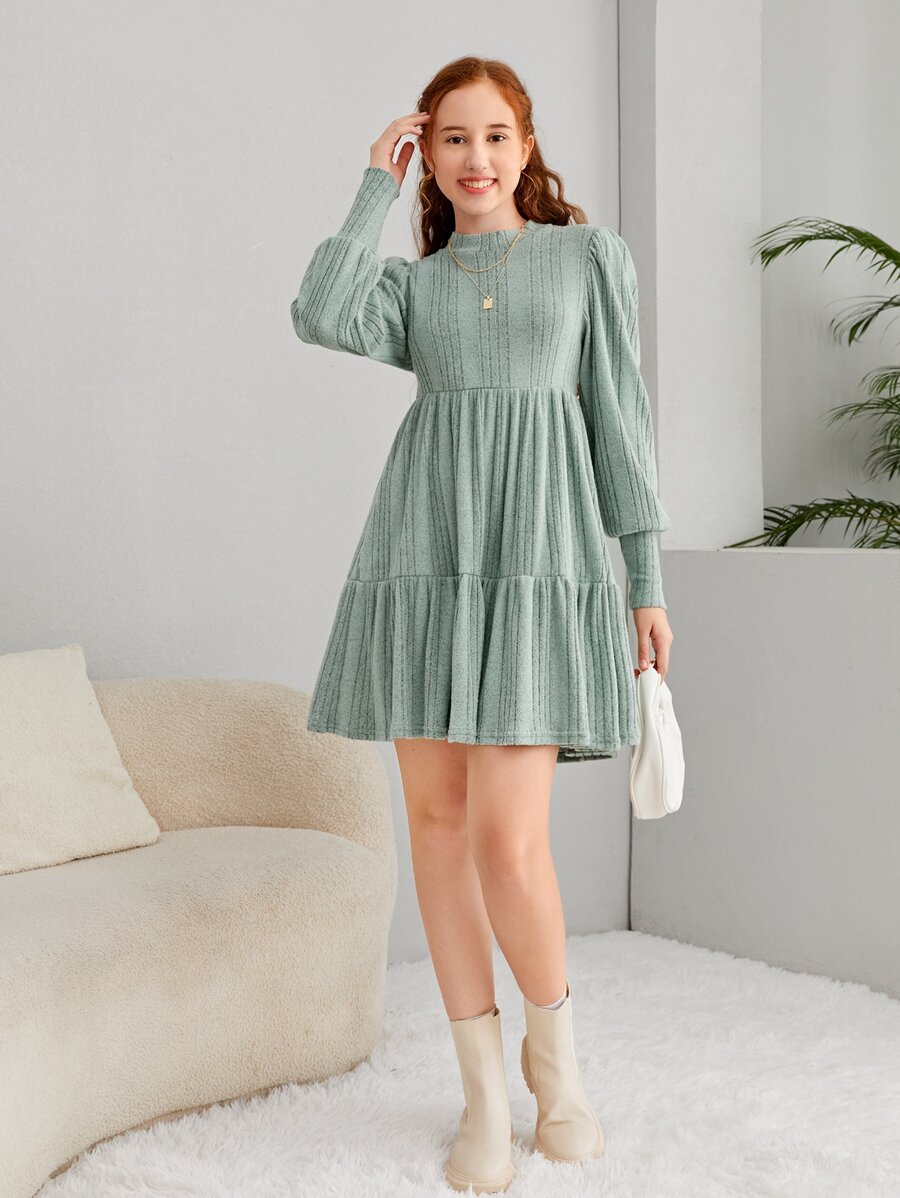 Shein Teen Girls Puff Sleeve Ruffle Hem Thermal Dress Shein Usa