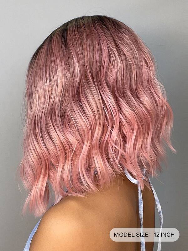 HAIRCUBE 12 Inch Multi-Color Wavy Curly Wigs Pink Hair Beautiful pretty ...