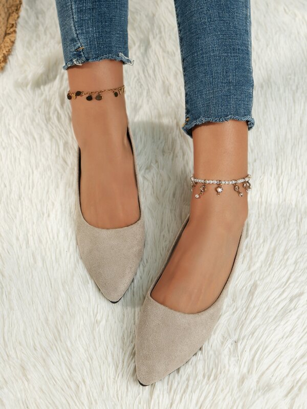 Minimalist Point Toe Faux Suede Ballet Flats | SHEIN USA
