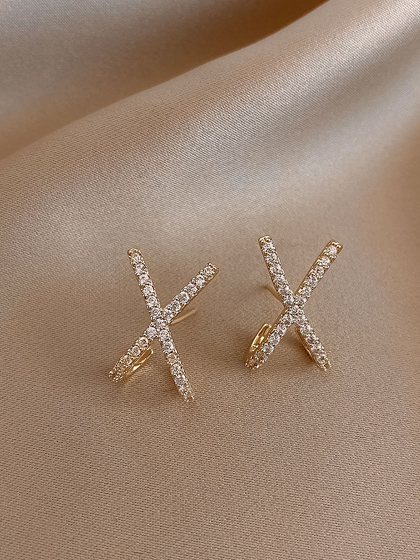 Rhinestone Criss Cross Design Stud Earrings | SHEIN USA