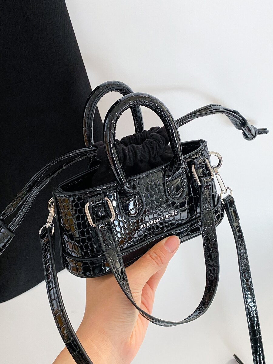 Mini Crocodile Embossed Bucket Bag | SHEIN USA