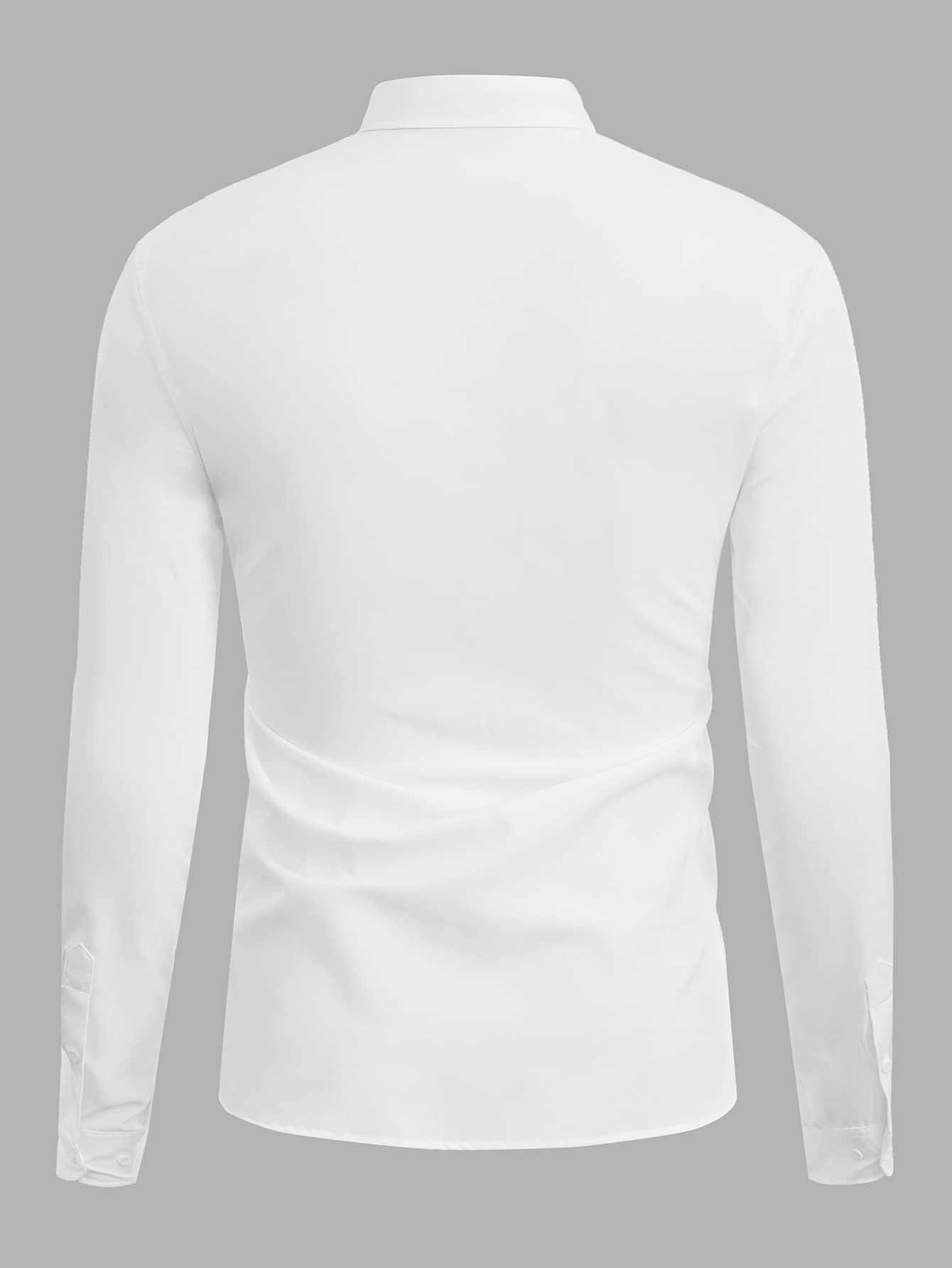 Manfinity Modomio Men's Loose Fit Solid Color Button Up Shirt With Tie ...