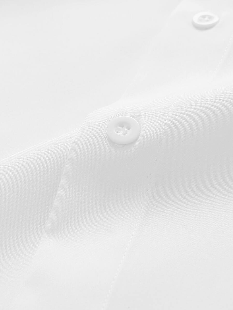 Manfinity Modomio Men's Loose Fit Solid Color Button Up Shirt With Tie ...