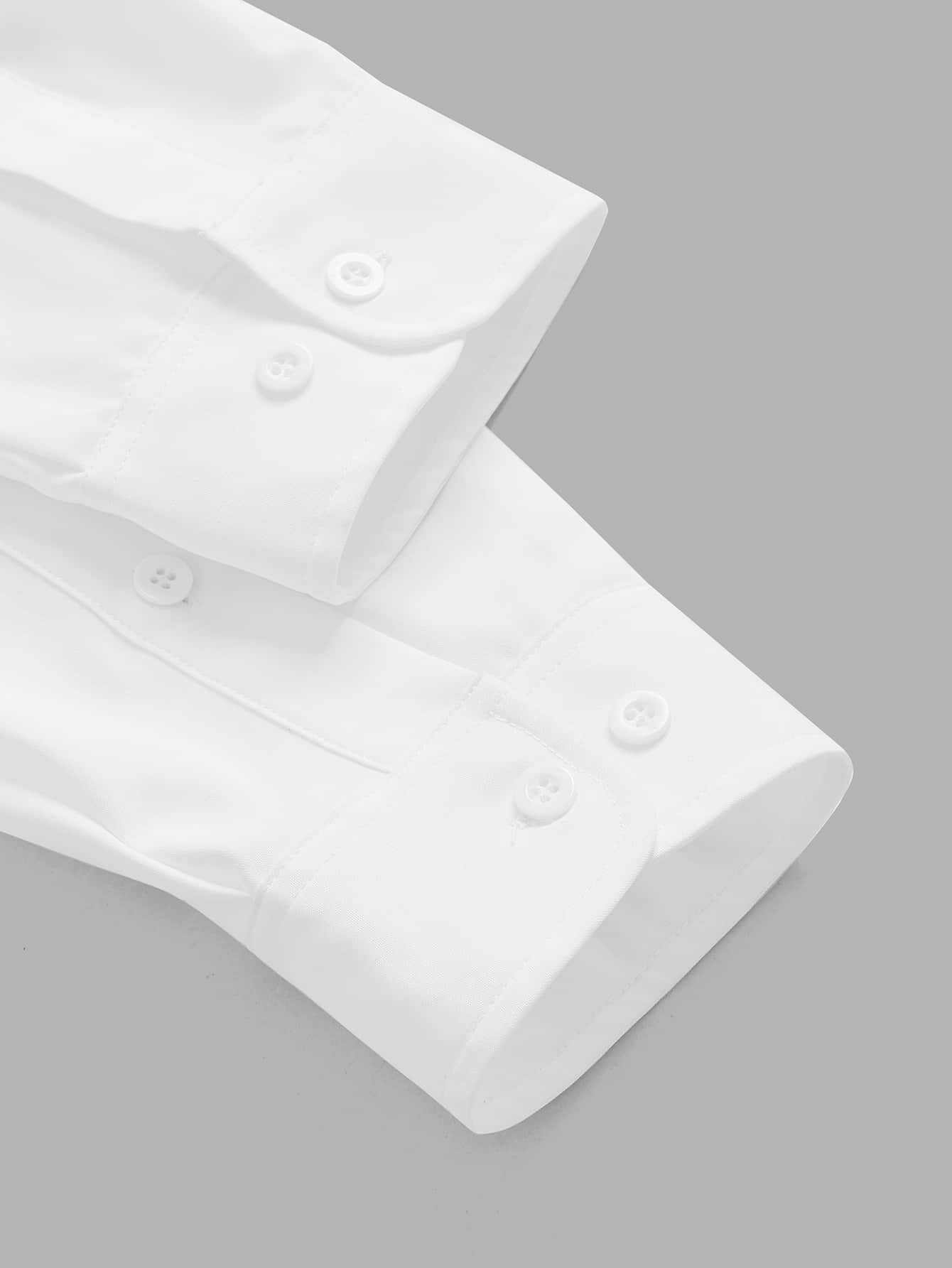 Manfinity Modomio Men's Loose Fit Solid Color Button Up Shirt With Tie ...