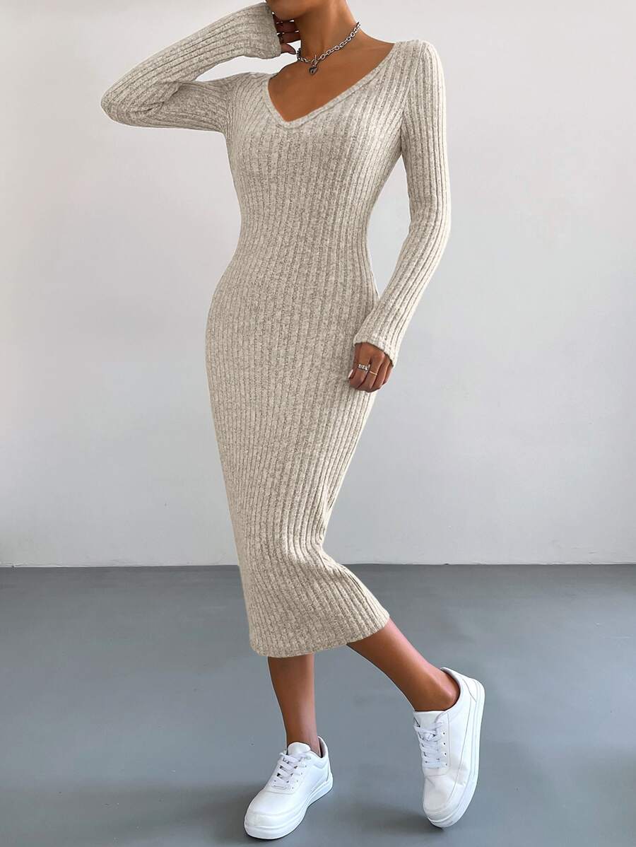 SHEIN Essnce Ribbed Knit Bodycon Dress | SHEIN USA