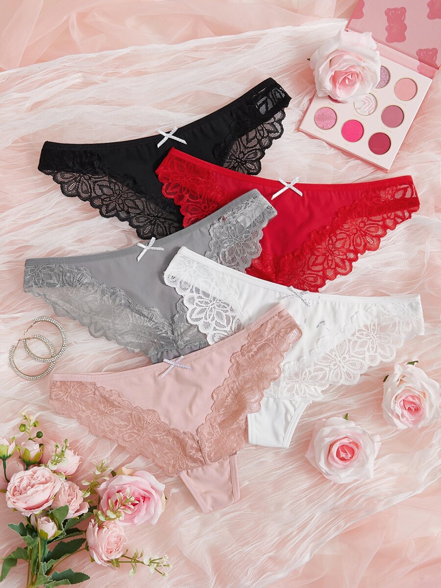5 pacote Conjunto de calcinha renda floral | SHEIN Brasil