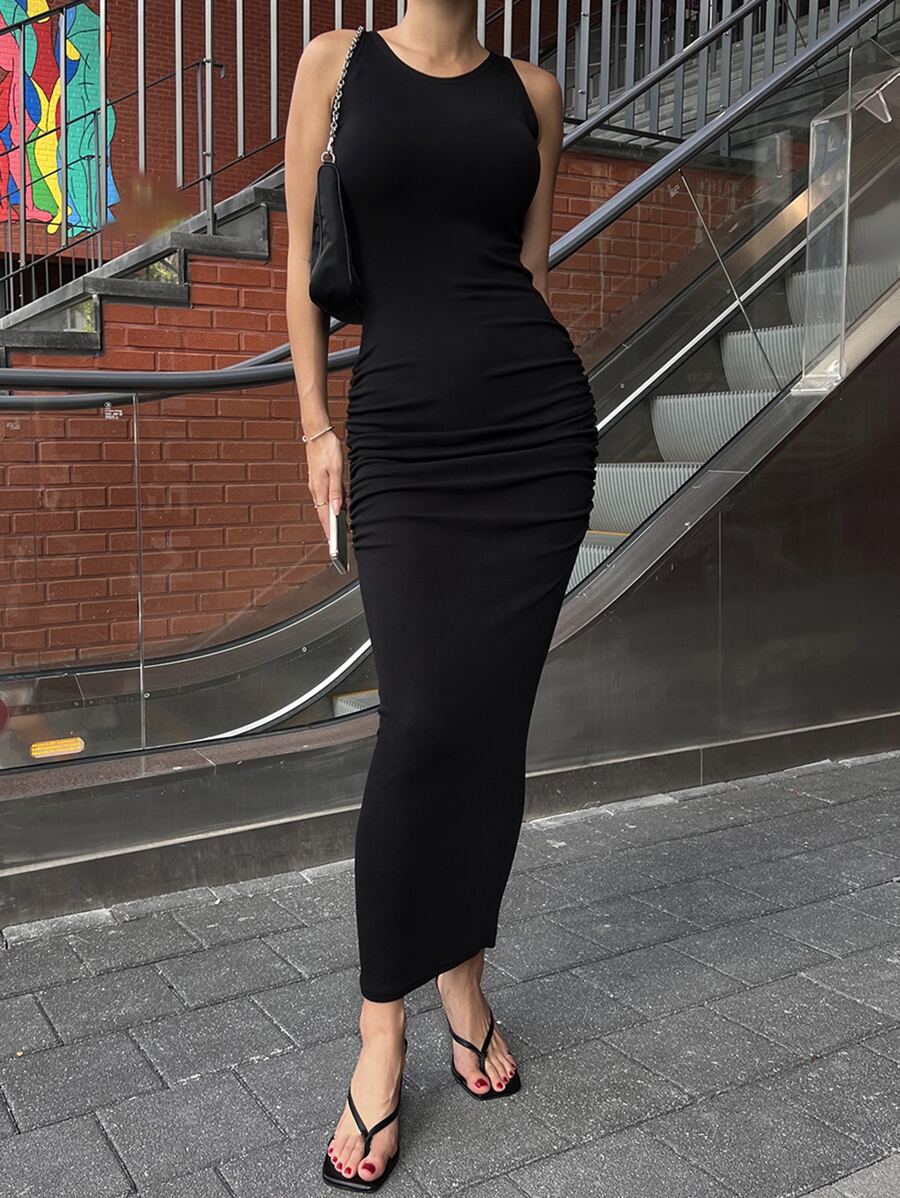 DAZY Solid Ruched Tank Bodycon Dress Sundress,Casual Women Dresses | SHEIN USA