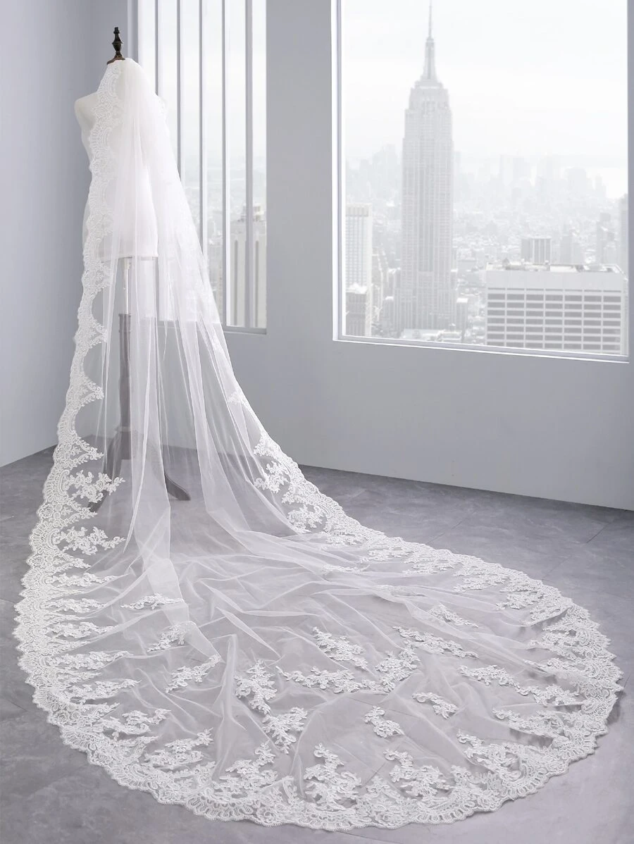 1pc Ivory Color Long Trailing Bridal Veil | SHEIN USA