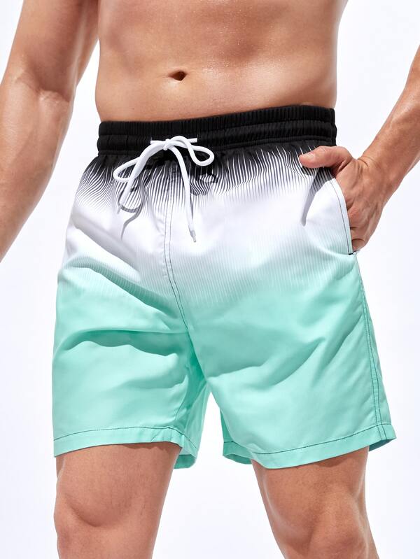 Men Ombre Drawstring Waist Swim Trunks | SHEIN USA
