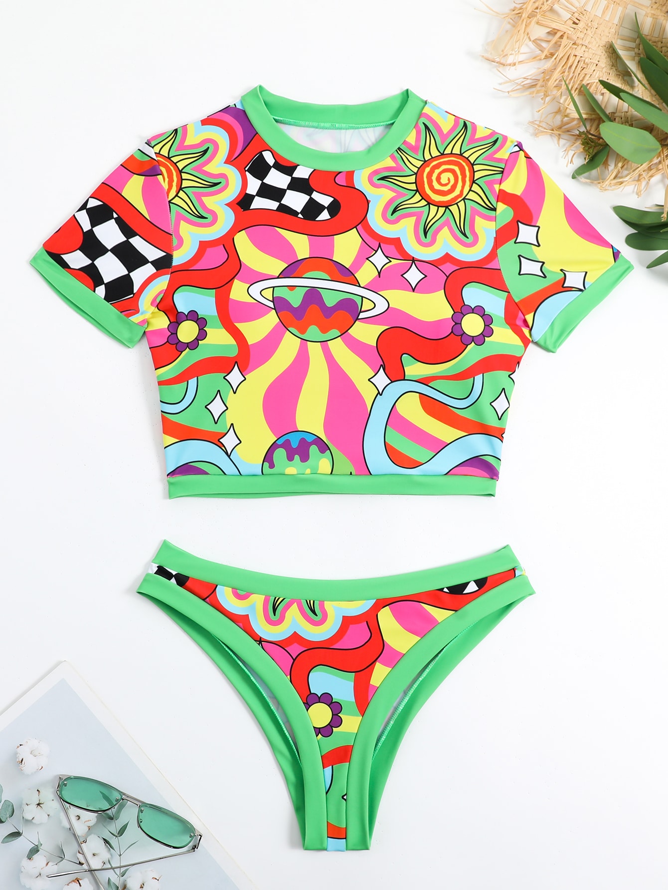 SHEIN Swim Y2GLAM Conjunto de tankini con estampado de vitalidad ...