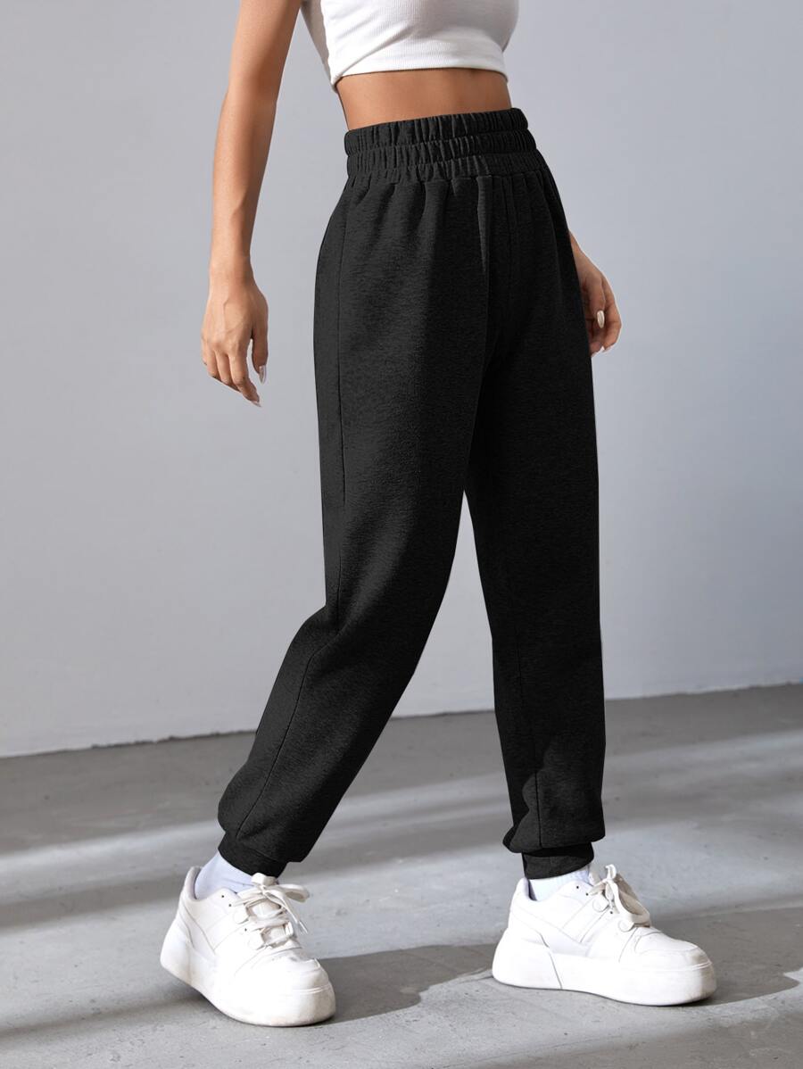 SHEIN EZwear Solid Elastic Waist Sweatpants | SHEIN USA
