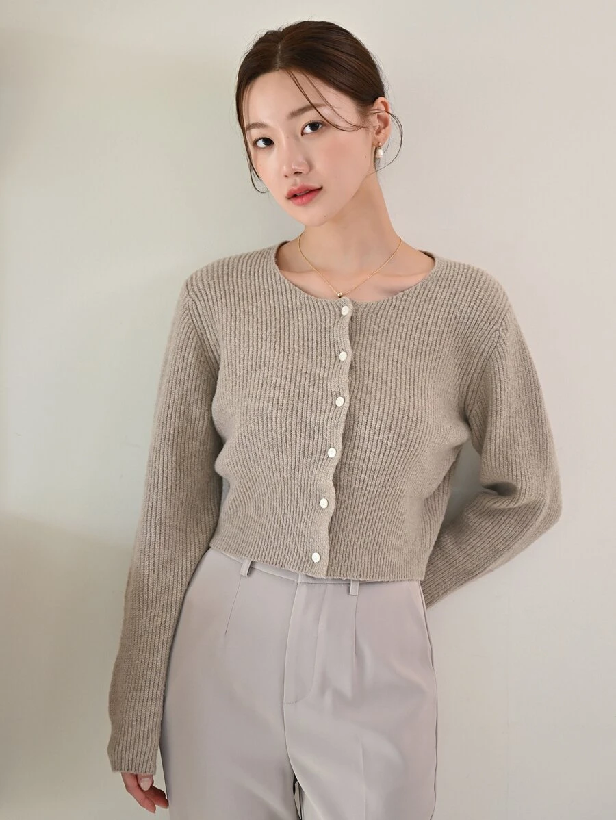 DAZY Ribbed Knit Button Front Crop Cardigan | SHEIN USA