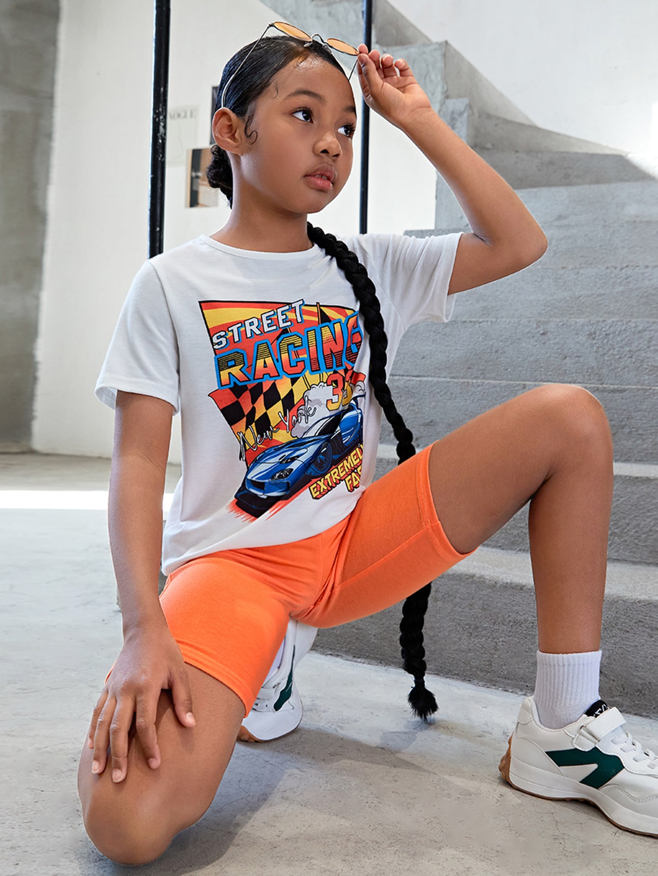 SHEIN Kids Cooltwn Tween Girl Car Letter Print Casual Round Neck ...