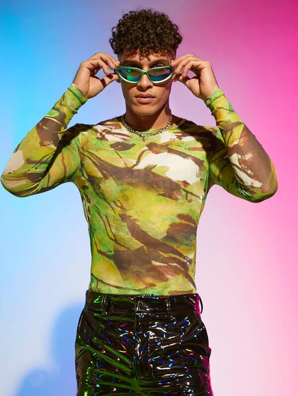 Manfinity Fever City Men Allover Print Mesh Tee | SHEIN USA