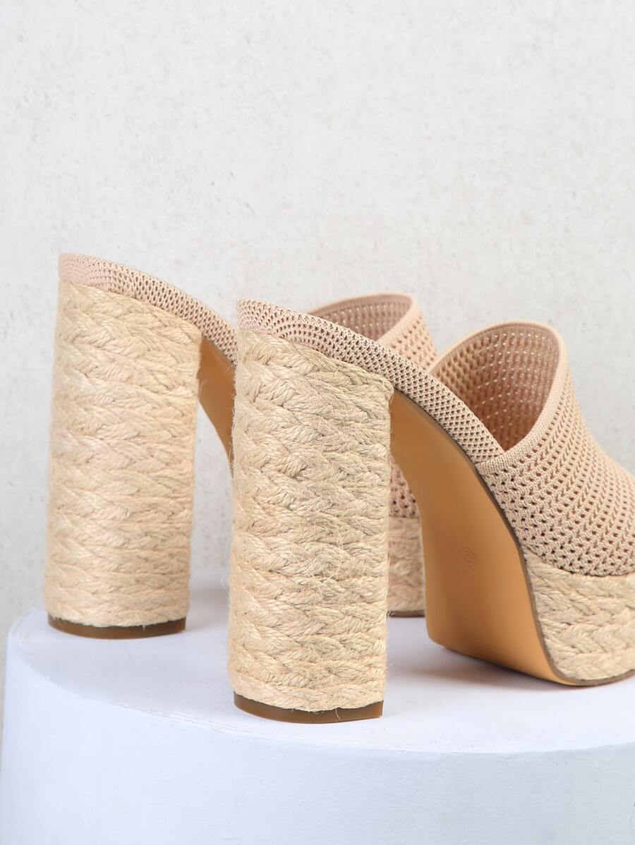 SHUZIA Jersey Chunky Woven Heel Platform Mules Holiday Vacay Vibe For ...