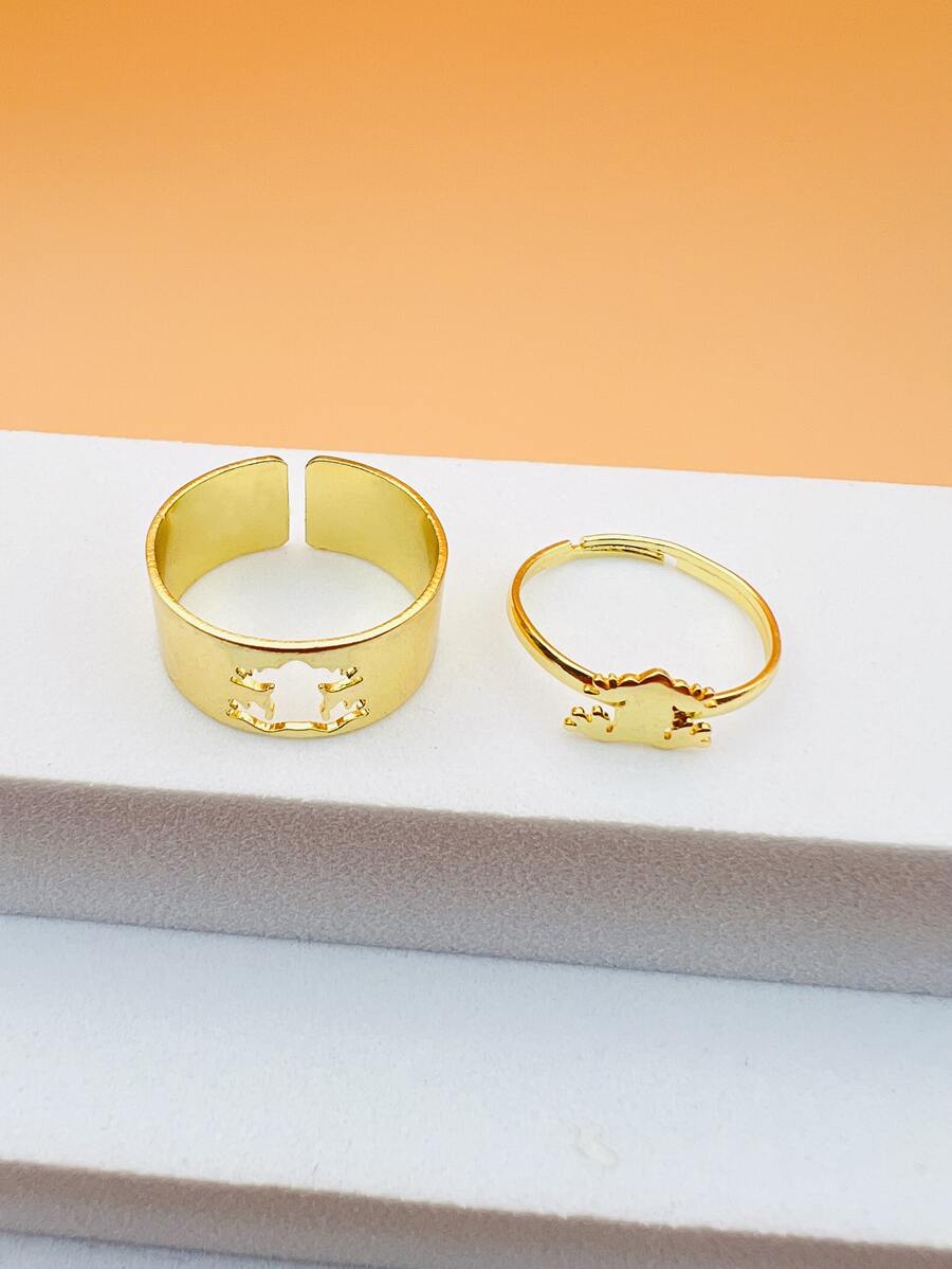 2pcs Couple Frog Decor Ring | SHEIN USA