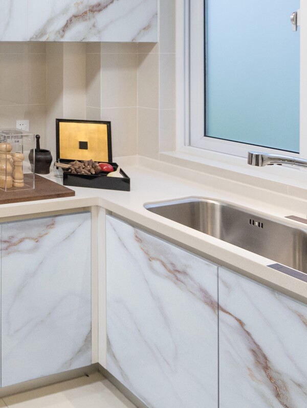 1roll Marble Pattern Waterproof Kitchen Sticker | SHEIN UK