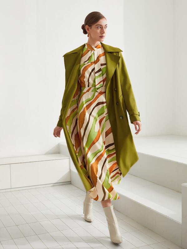 MOTF PREMIUM PRINTED TIE-NECK MIDI DRESS | SHEIN USA