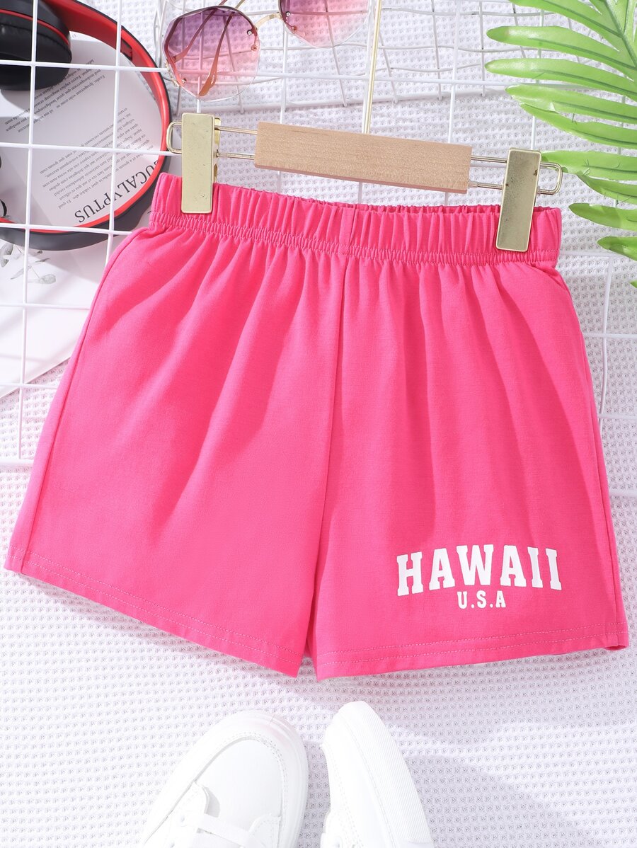Girls Letter Graphic Elastic Waist Shorts | SHEIN USA