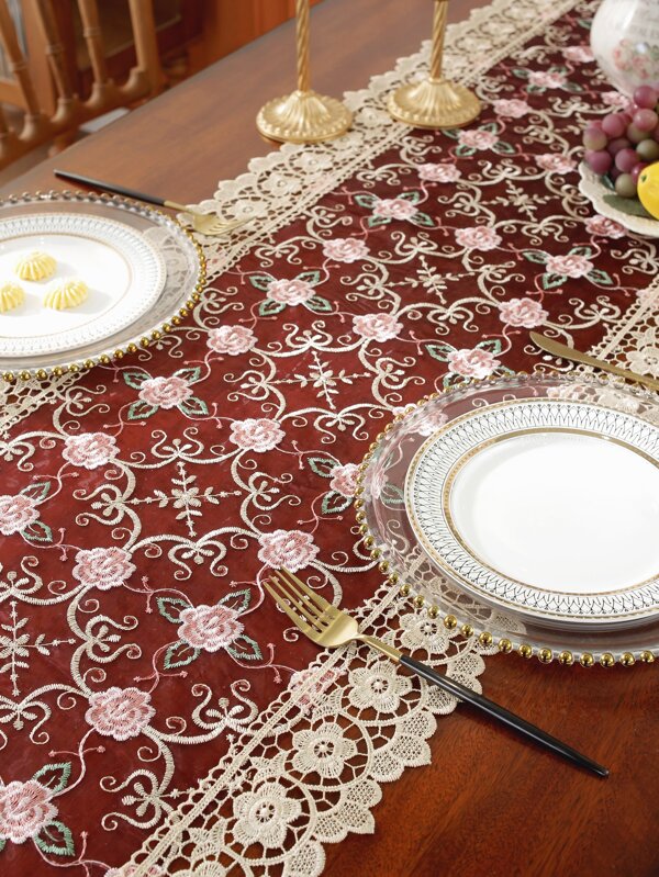 Floral Embroidery Table Runner | SHEIN USA