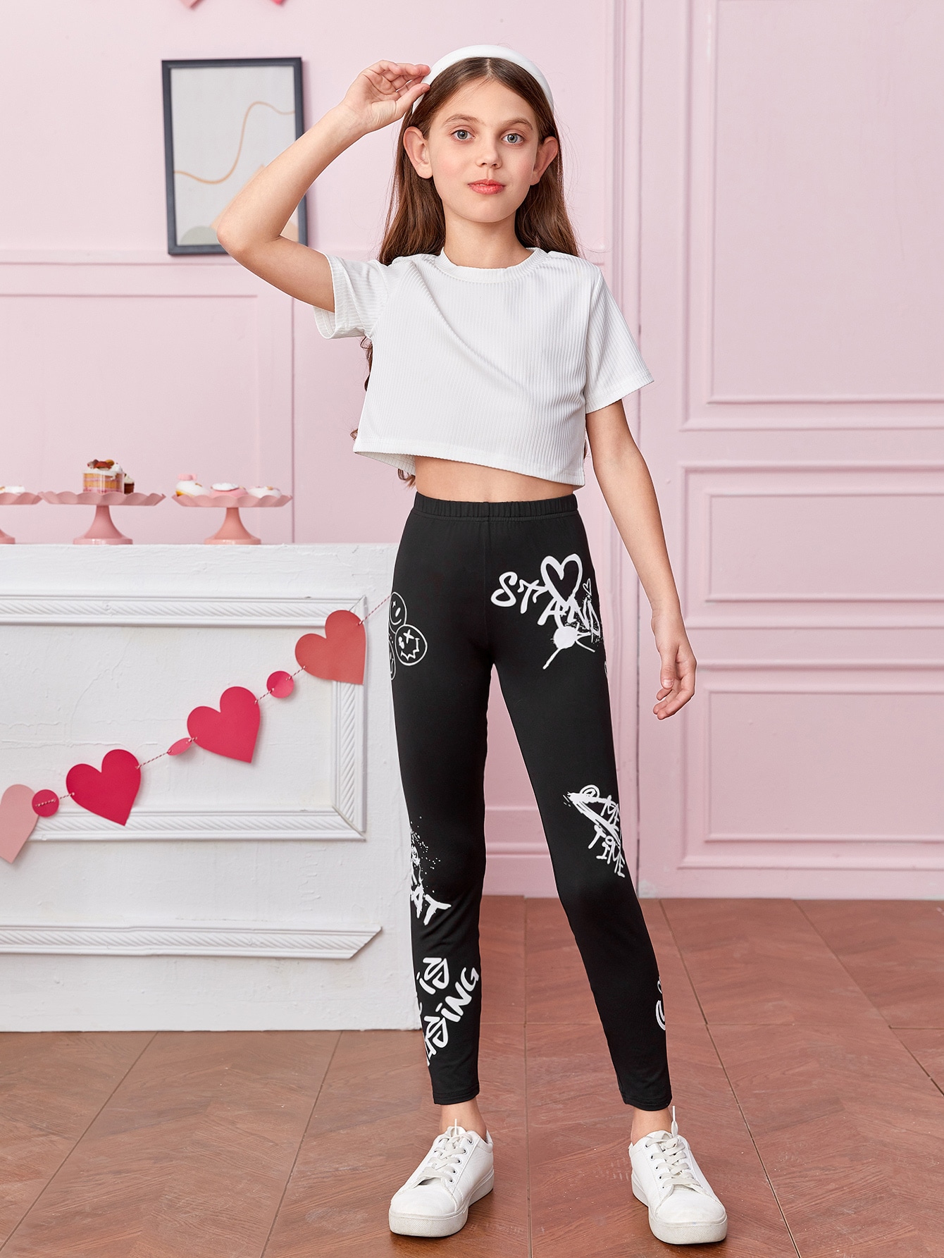 SHEIN Kids HYPEME Mallas Gráficas Con Dibujos Animados Para Niñas En ...