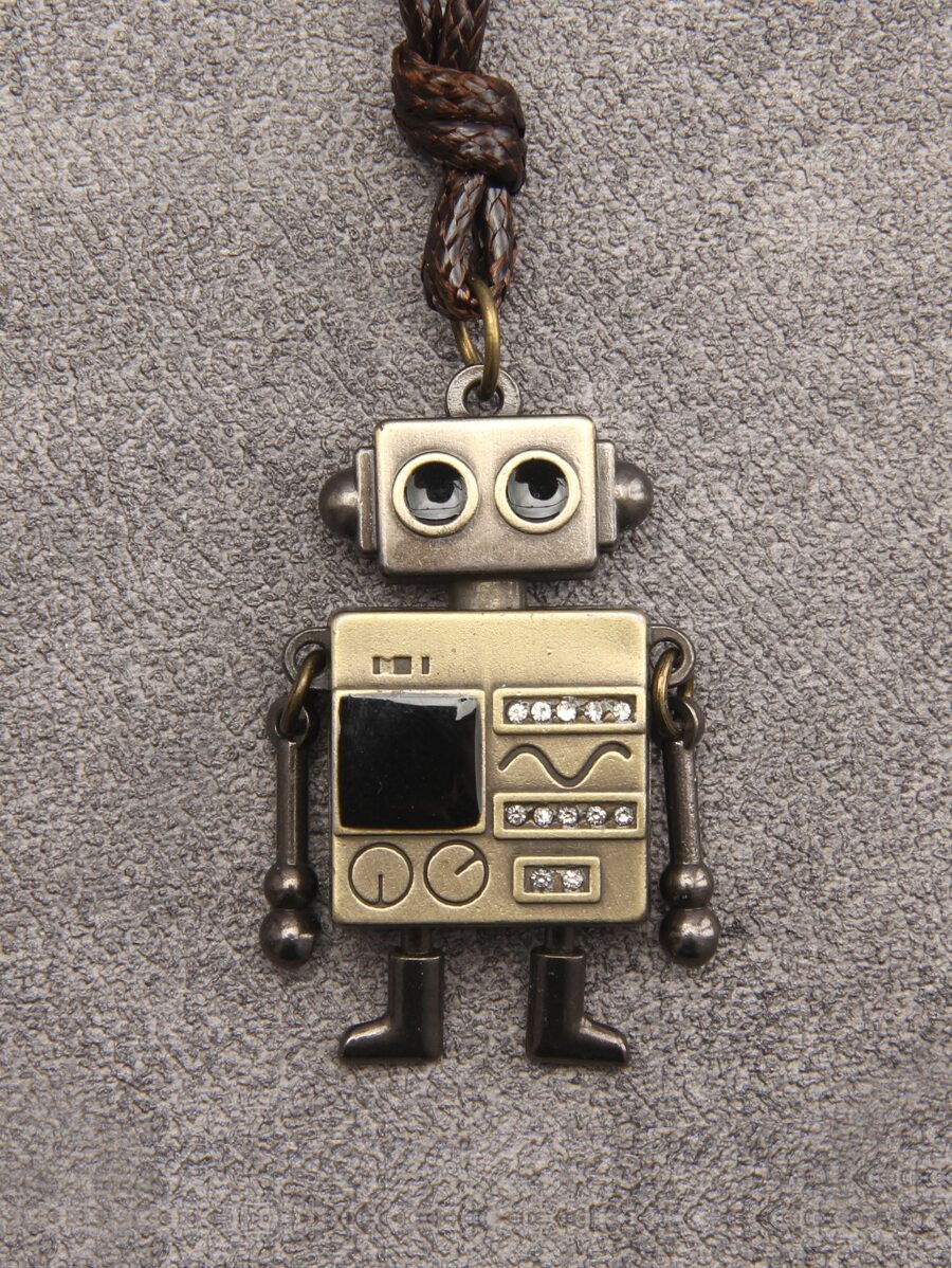 Men Rhinestone Decor Robot Charm Necklace | SHEIN USA