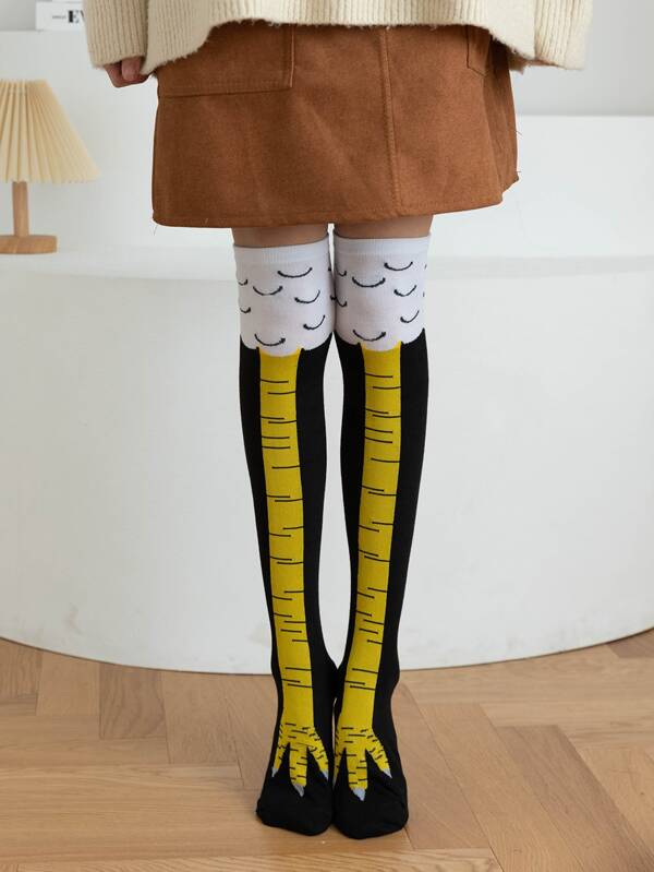 Chicken Claw Pattern Over The Knee Socks | SHEIN UK