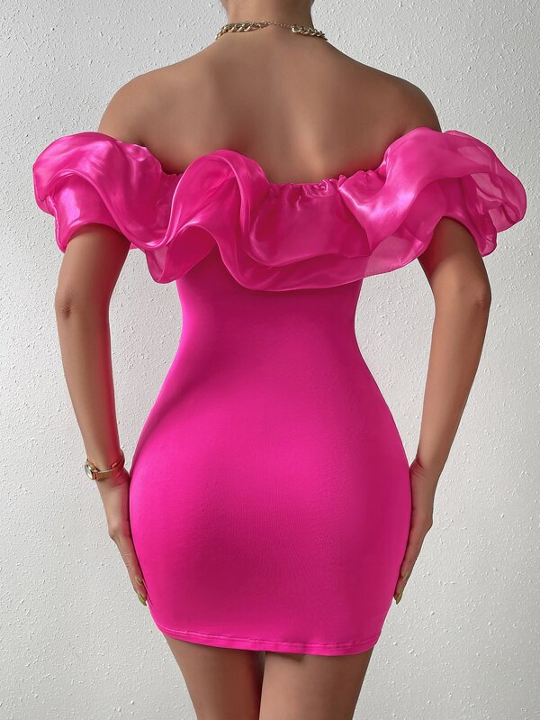 SHEIN BAE Off Shoulder Exaggerated Ruffle Bodycon Dress | SHEIN USA