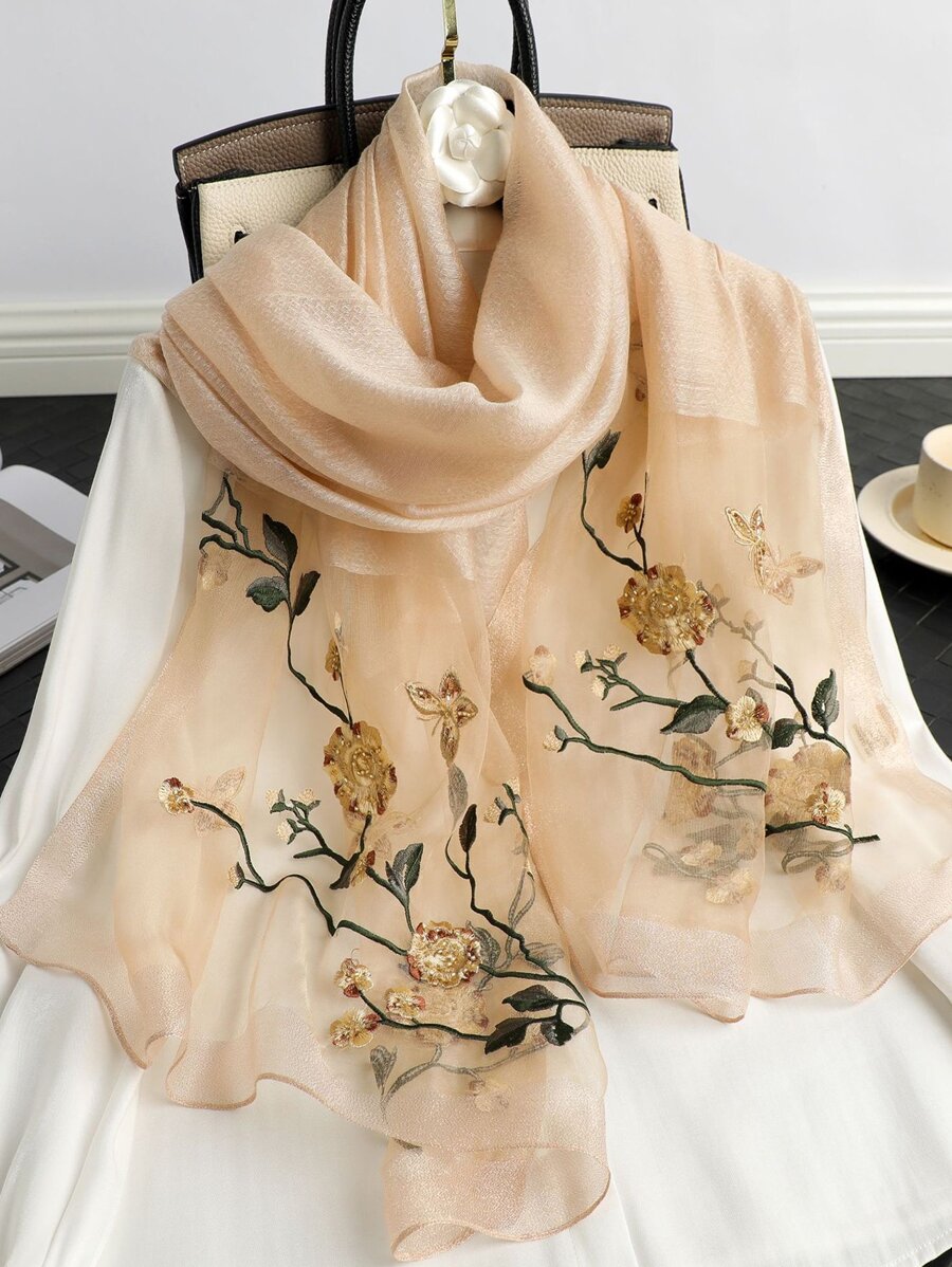 Floral Embroidered Scarf | SHEIN USA