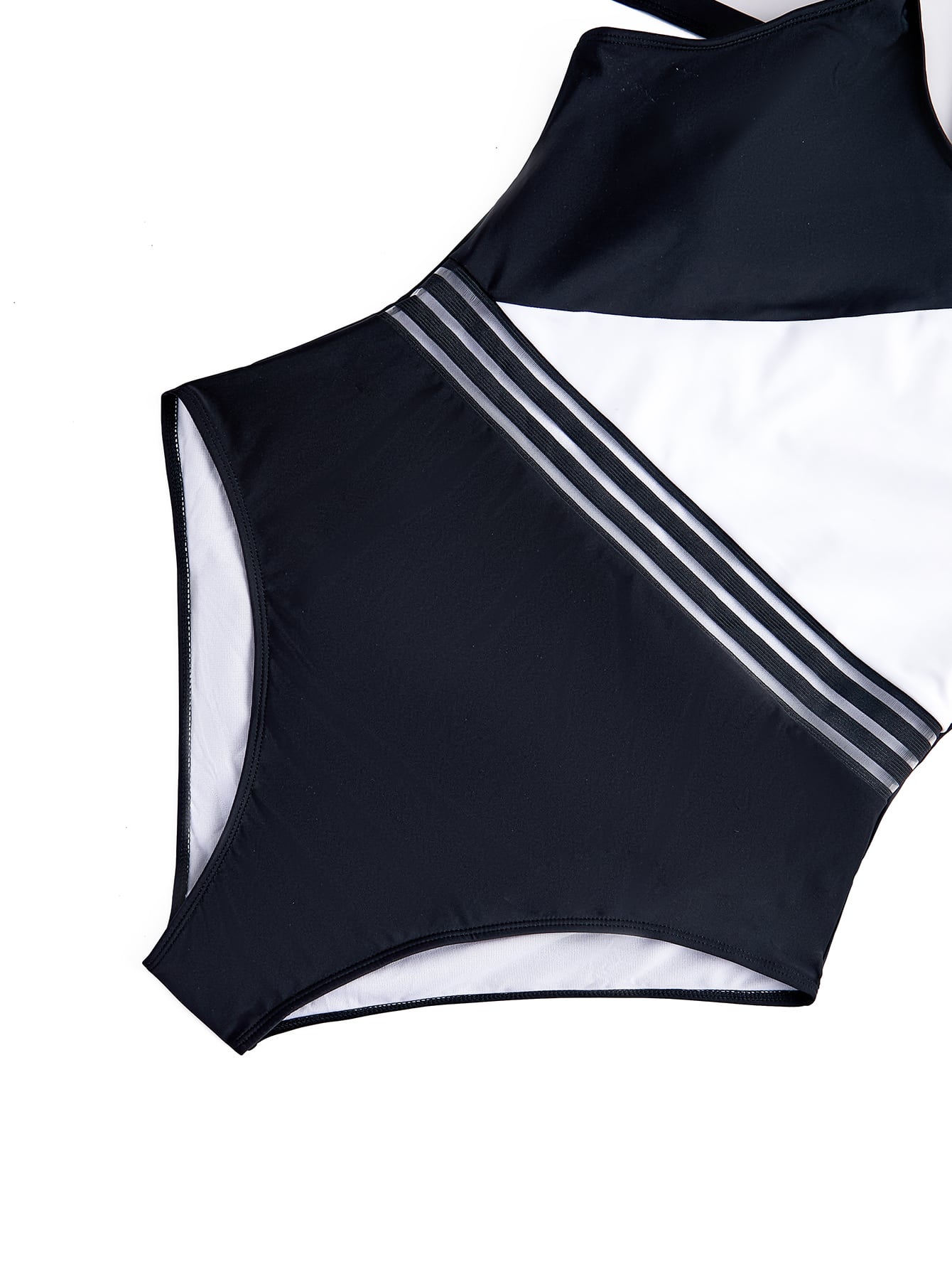 Bikinx Plus 1pc Two Tone Sheer Webbing Tummy One Piece Swimsuit Shein Usa