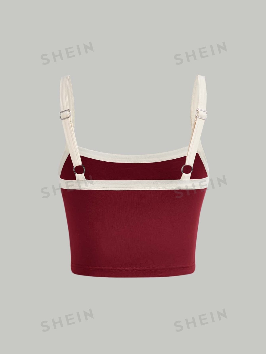 SHEIN MOD Top Rojo Cami Bodycon Con Contraste De Encuadernación | Moda de Mujer | SHEIN México